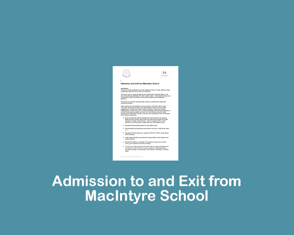 Admission to and Exit from MacIntyre School | MacIntyre