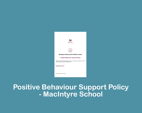 Positive Behaviour Support Policy | MacIntyre